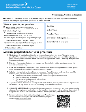 Fillable Online Colonoscopy Instructions - English. Colonoscopy ...