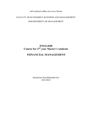 Fillable Online ENGLISH Course for 2nd year Master's students ...