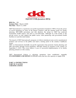 Fillable Online Request for Quotation 001 supply of stationery and ...