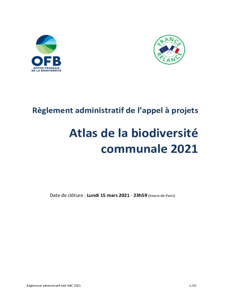 Remplissable En Ligne Atlas de la biodiversit communale : coup d'envoi de l'appel... Fax Email ...