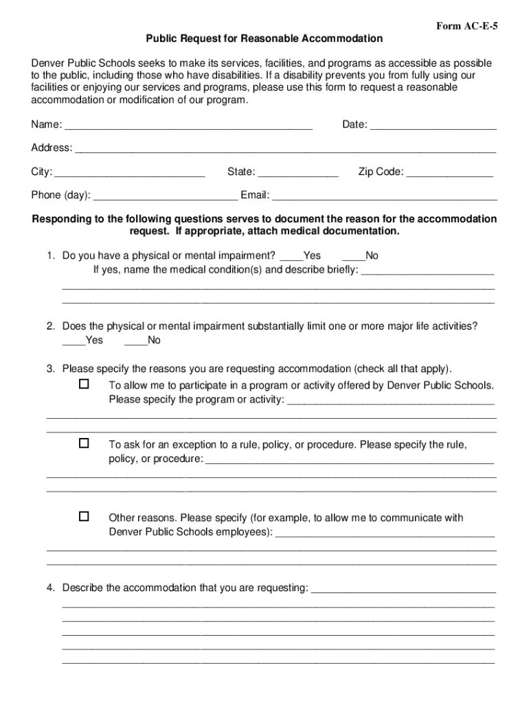 Fillable Online Request for Reasonable Accommodation - Human Resources Fax Email Print - pdfFiller