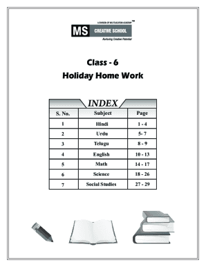 Fillable Online Holiday Home Work Class - 6 - MS Education Academy Fax ...