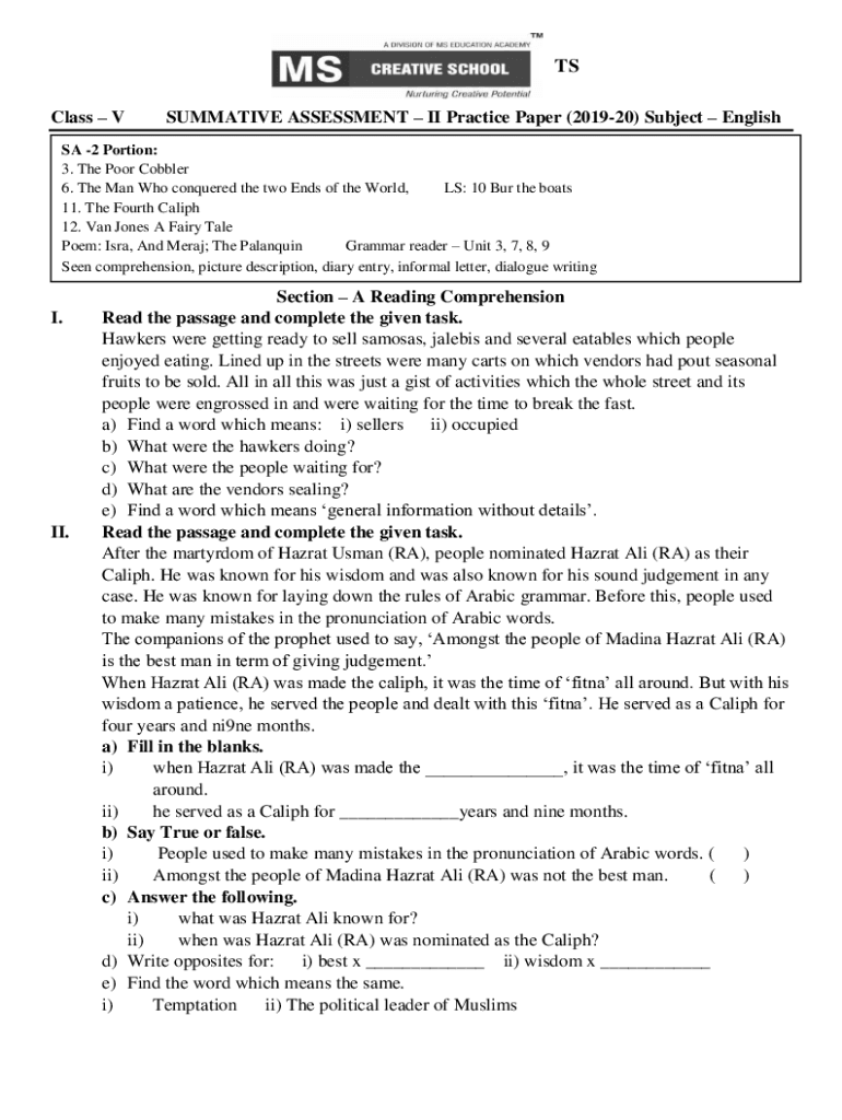 Fillable Online School Based Summative AssessmentI Classes IX and X Fax Email Print - pdfFiller
