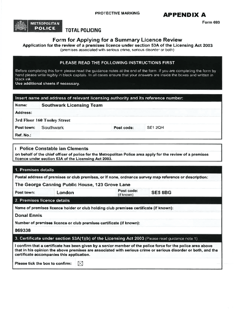 Fillable Online TOTAL POLICING Form for Applying for a Summary Licence ...