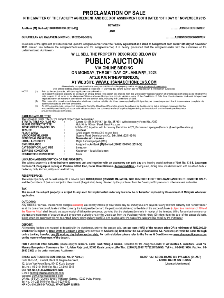 Fillable Online 15-18-220. Sale at public auction -- notice of auction ...