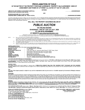 Fillable Online PROCLAMATION OF SALE PUBLIC AUCTION - Property Auction ...
