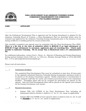 Fillable Online final development plan anderson township zoning Fax ...