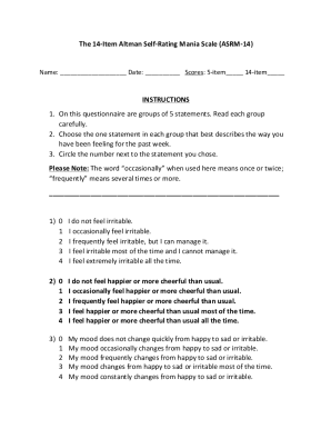 Fillable Online Altman Self-Rating Mania Scale (ASRM) - Medical Home ...