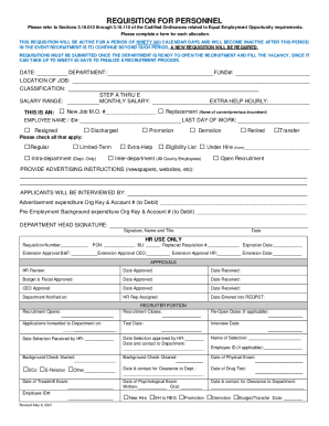 Fillable Online Requisition for Personnel Form. Allocation Control Fax ...
