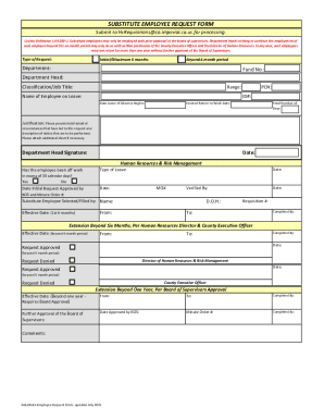 Fillable Online Substitute Employee Request Form Fax Email Print ...