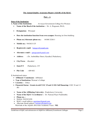 Fillable Online 5. Annual Quality Assurance Report for the year - AVC College Fax Email Print ...