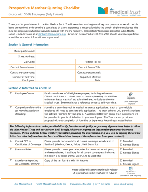 Fillable Online Quoting Checklist for Groups with 2-49 Employees and Fully ... Fax Email Print ...