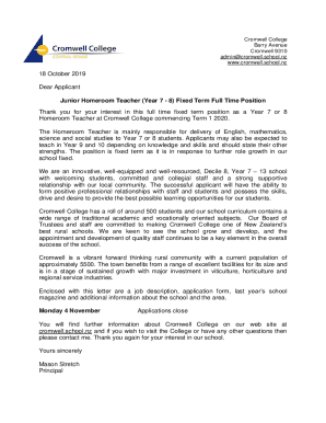 Fillable Online Homeroom Teacher (Year 7 - 8) Permanent Full Time Position Fax Email Print ...