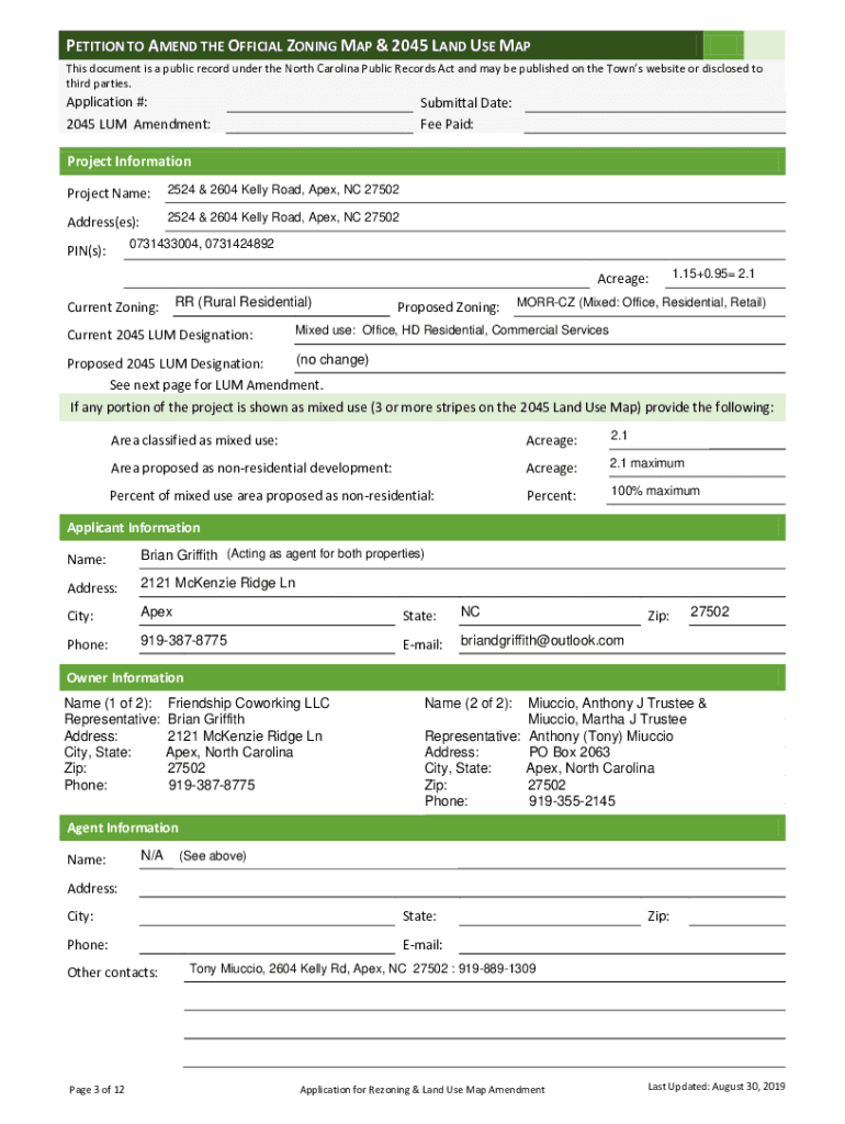 Fillable Online PETITION TO AMEND THE OFFICIAL ZONING MAP - Town of ... Fax Email Print - pdfFiller