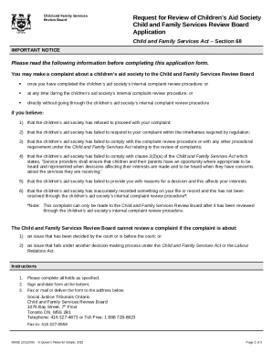 Request for Review of Children's Aid Society - Section 68 Doc Template ...