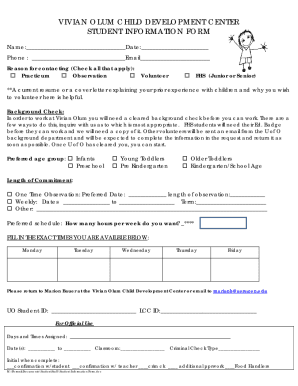 Fillable Online VIVIAN OLUM CHILD DEVELOPMENT CENTER Fax Email Print ...