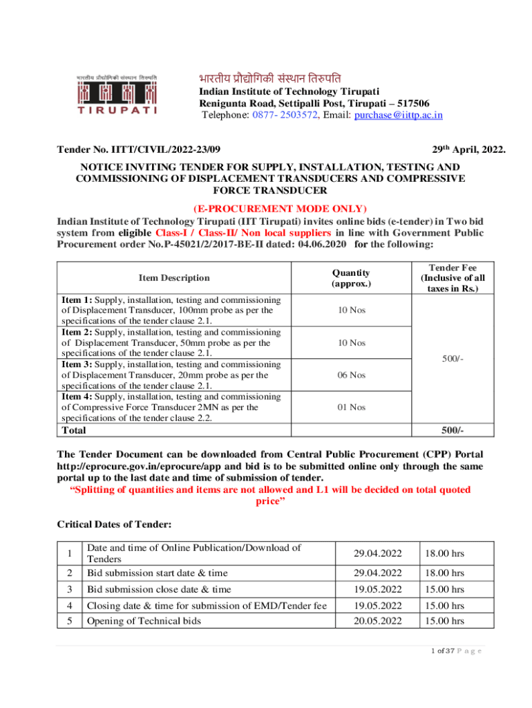 Fillable Online Indian Institute of Technology (IIT), Tirupati - ISTI Portal Fax Email Print ...