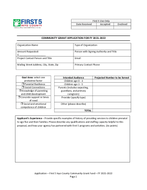 Fillable Online COMMUNITY GRANT APPLICATION FOR FY 2021-2022 Fax Email ...