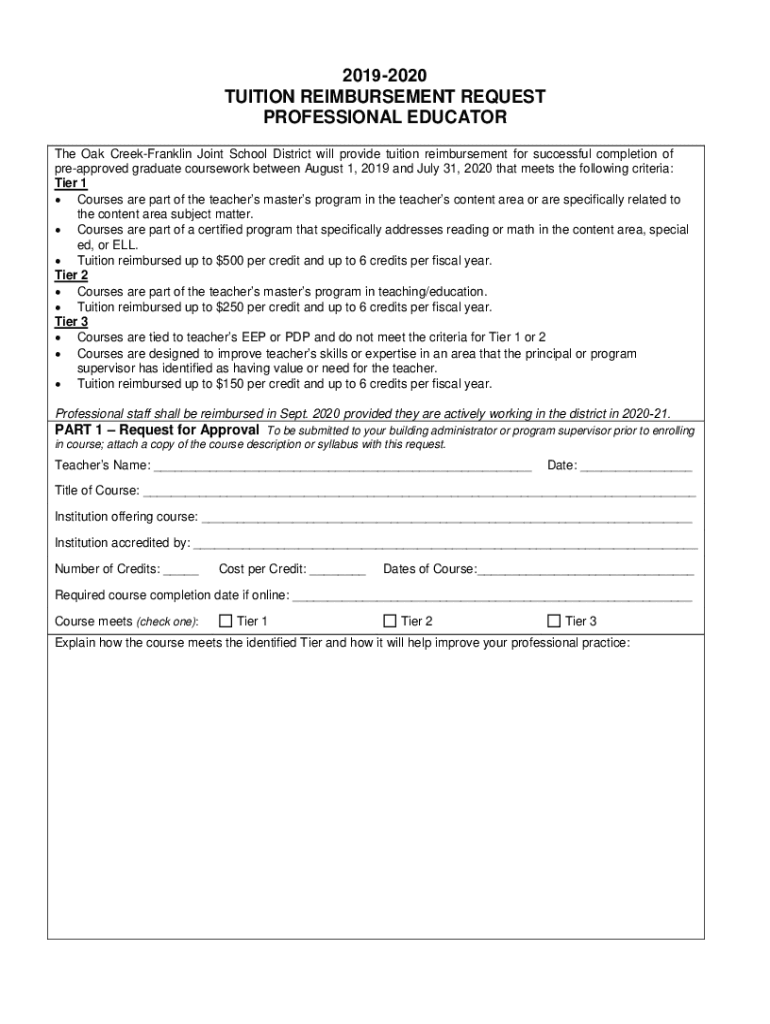 Fillable Online Form): Tuition Reimbursement Request Fax Email Print ...