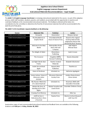 Fillable Online English Learners & Bilingual Education - Appleton Area ...