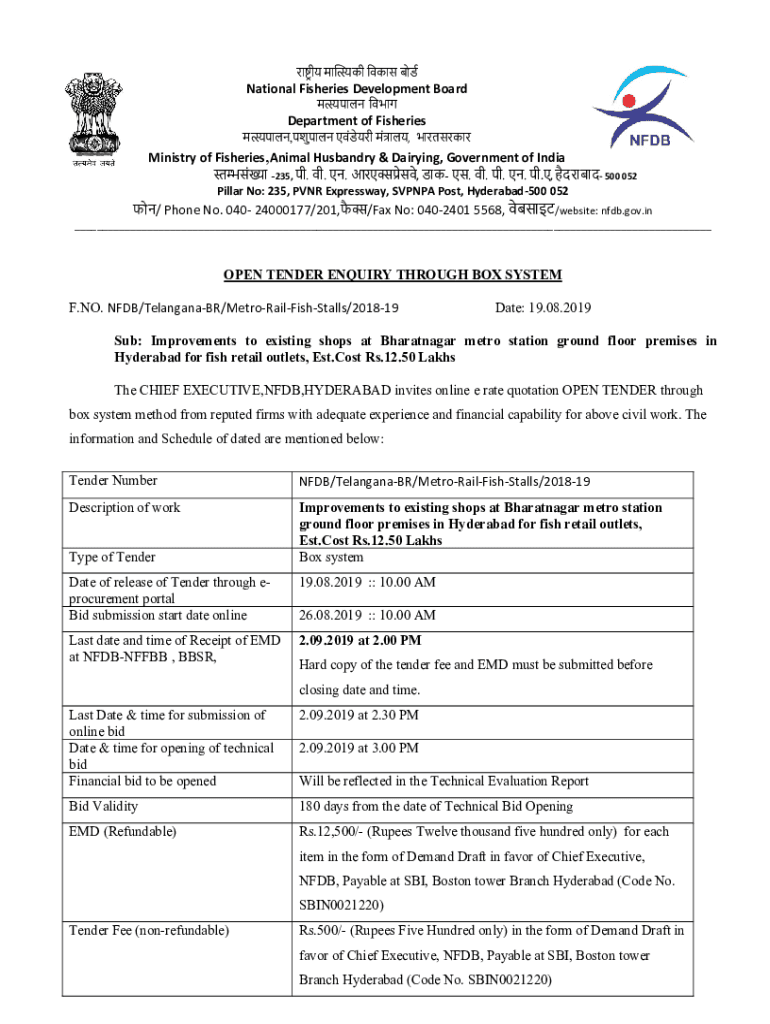 Fillable Online nfdb gov NFDB/P-108/NATIONAL FISHERIES DEVELOPMENT ...