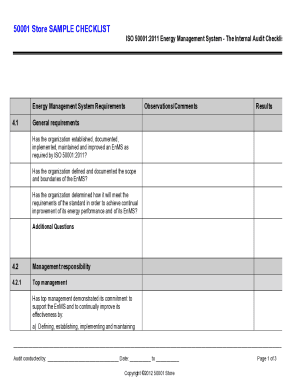 Fillable Online Iso 50001 system audit checklist - PDF Template ...