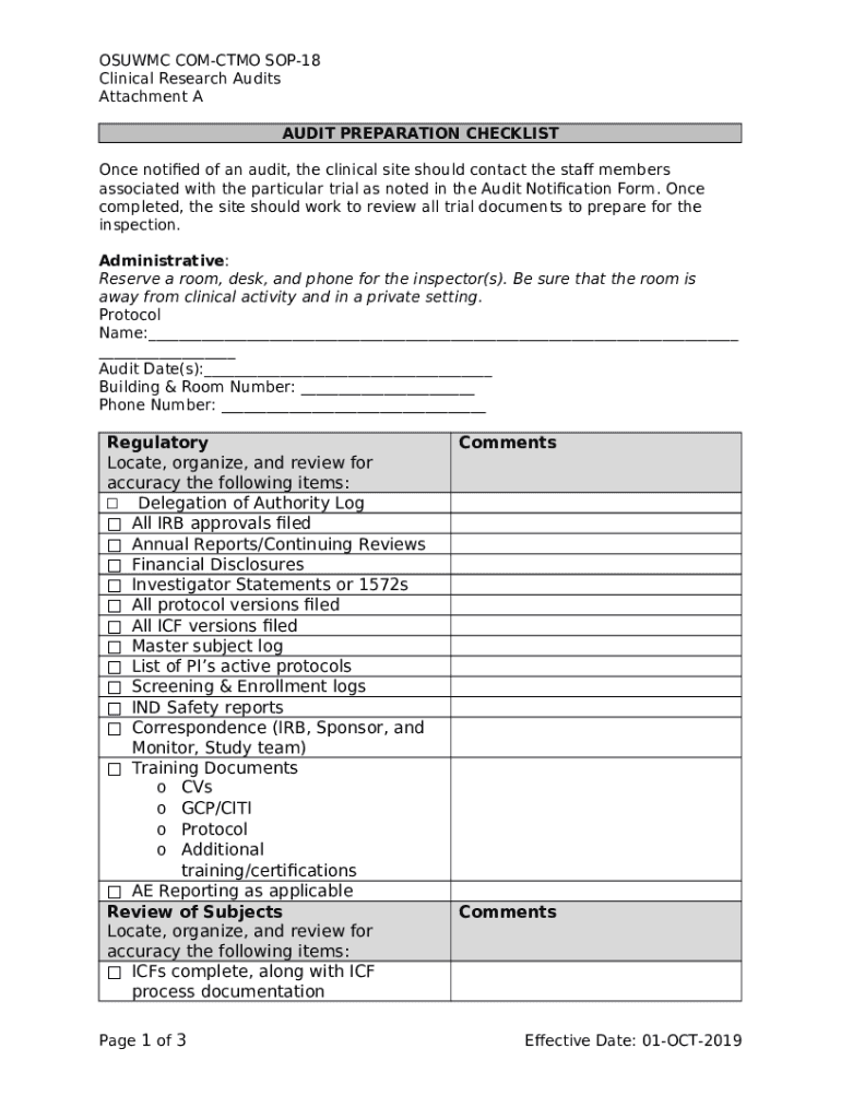 Is Your Clinical Trial Ready for an Audit? Doc Template | pdfFiller