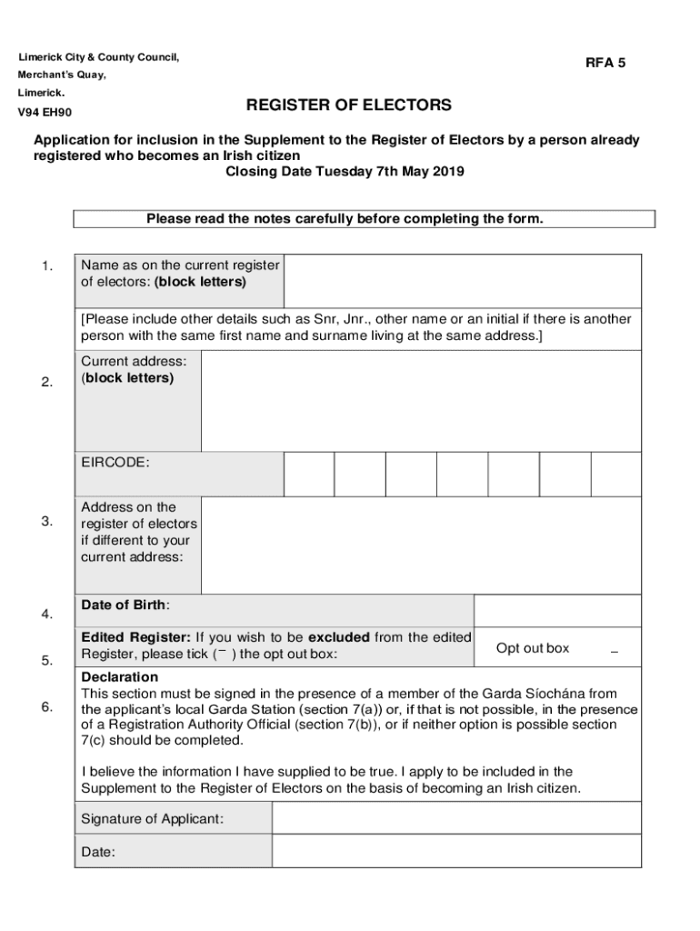 Fillable Online Limerick City & County Council, Fax Email Print - pdfFiller