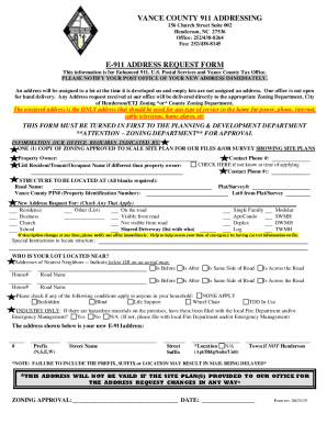 Fillable Online e-911 address request form - Vance County Fax Email ...