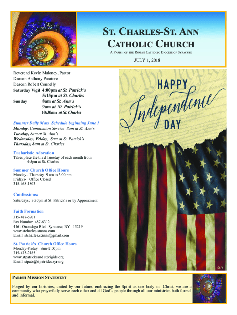 Fillable Online Reverend Kevin Maloney, Pastor Deacon Anthony Paratore ...