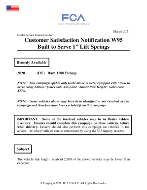 Fillable Online Customer Satisfaction Notification W95 Built to Serve 1 ...