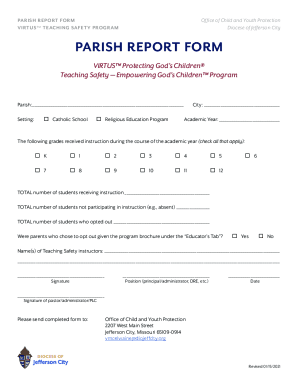 Fillable Online PARISH REPORT FORM - Diocese of Jefferson City Fax ...