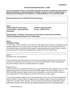 Fillable Online doncaster moderngov co OFFICER DECISION RECORD 1 FORM ...