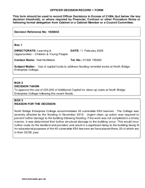 Fillable Online doncaster moderngov co Key Decisions and when they arise Fax Email Print - pdfFiller
