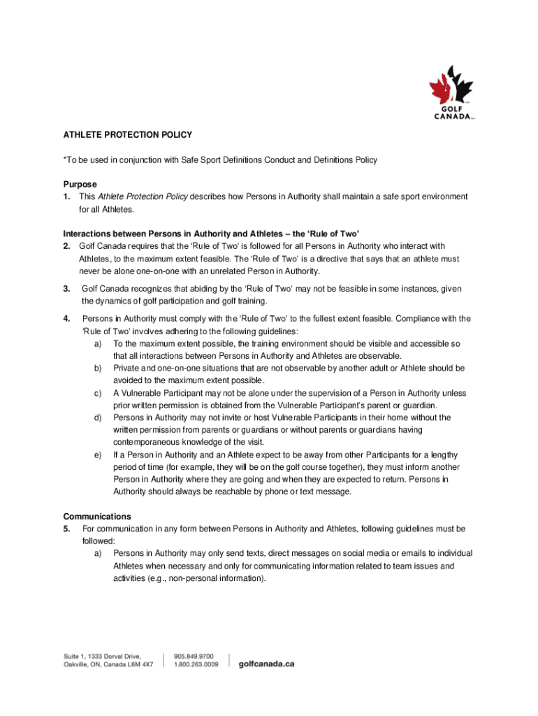 Fillable Online Athlete Protection Policy - Community Rowing Fax Email ...