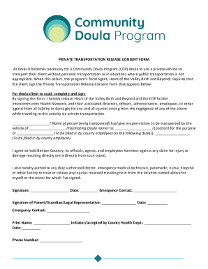 Fillable Online PRIVATE TRANSPORTATION RELEASE CONSENT FORM At times ...