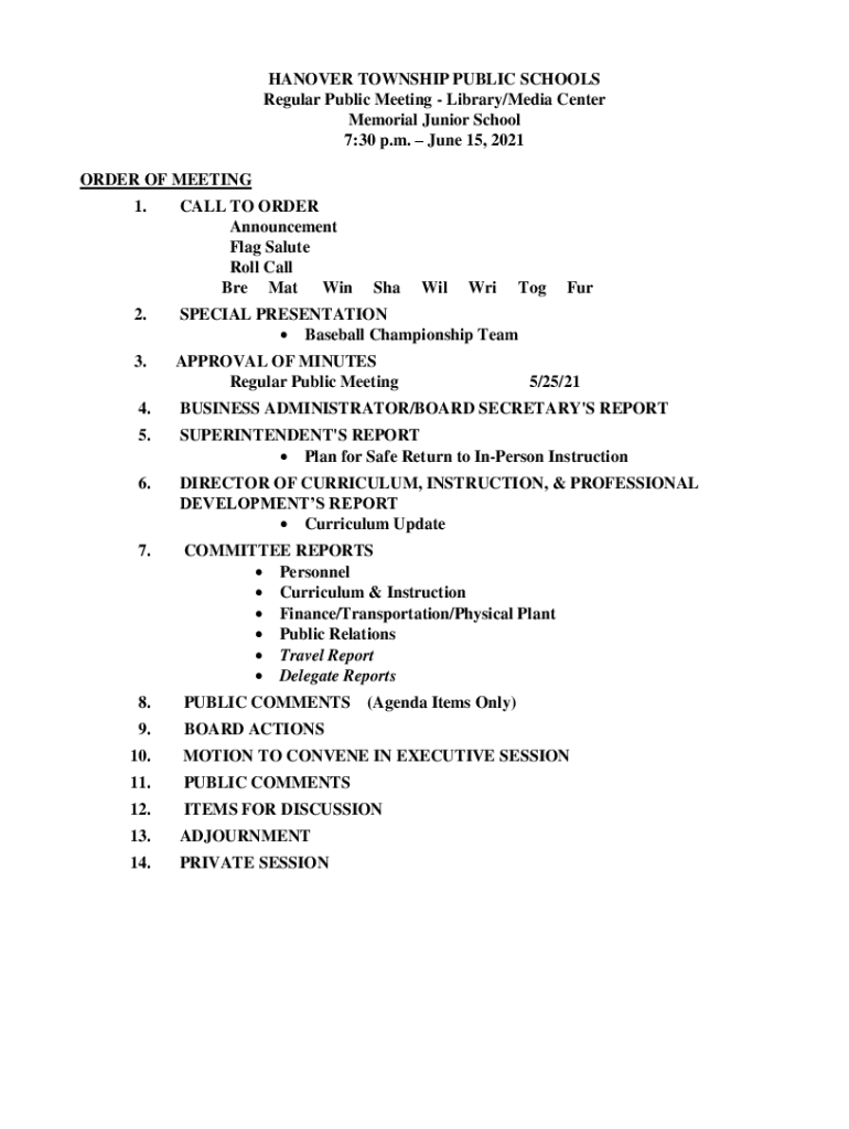 Fillable Online hanover township public schools Fax Email Print - pdfFiller