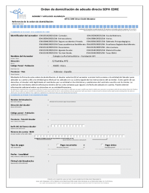 Completable En línea Mandato / Orden de domiciliacin de adeudos ...