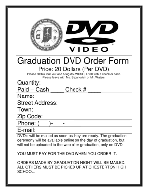Fillable Online Graduation DVD Order Form Price: 20 Dollars (Per DVD ...