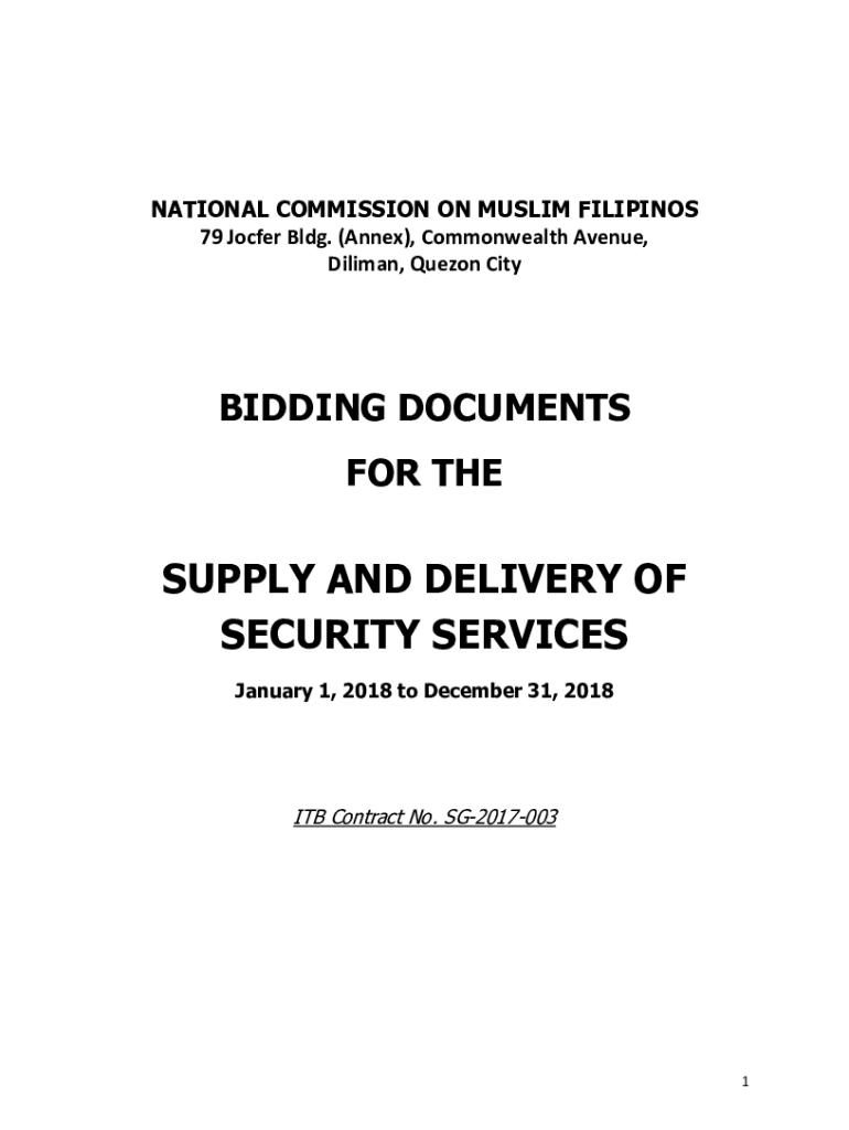 Fillable Online ncmf gov Bidding Documents for the Supply and Delivery of Security Services Fax ...