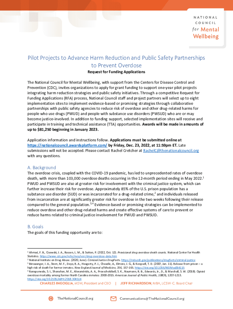 Fillable Online Request for Applications Overdose Response Strategy ...