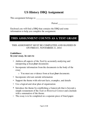 Fillable Online US History DBQ Assignment Fax Email Print - pdfFiller