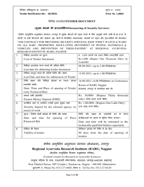 Fillable Online Tender issued by Security Department, Ground Floor ...