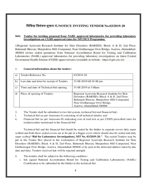 Fillable Online /NOTICE INVITING TENDER No Fax Email Print - pdfFiller