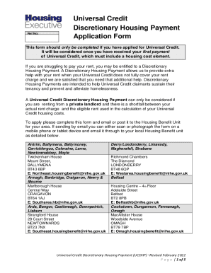 Fillable Online Universal Credit Discretionary Housing Payment ...