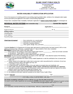 Fillable Online water availability verification application Fax Email ...