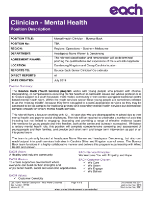 Fillable Online Template Position Description - Pro Bono Australia Fax ...