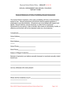 Fillable Online GBAA-R Sexual Harassment and Sexual Violence Report ...