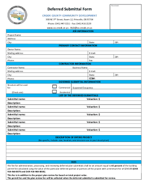 Fillable Online co crook or Procedure for Deferred Submittals Fax Email ...