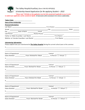 Fillable Online The Valley Hospital Auxiliary (form VHA-RE-APP2022 ...